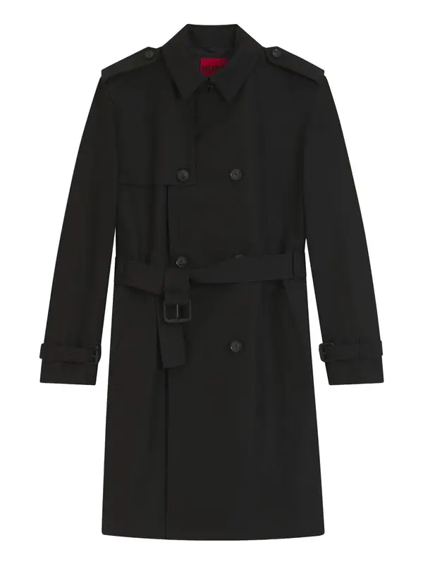Hugo Water-repellent Cotton-blend Twill Trench Coat - Black