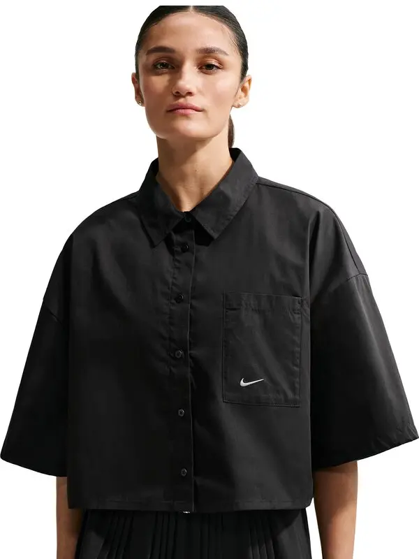 Nike Chill Poplin Oversized Top - Black