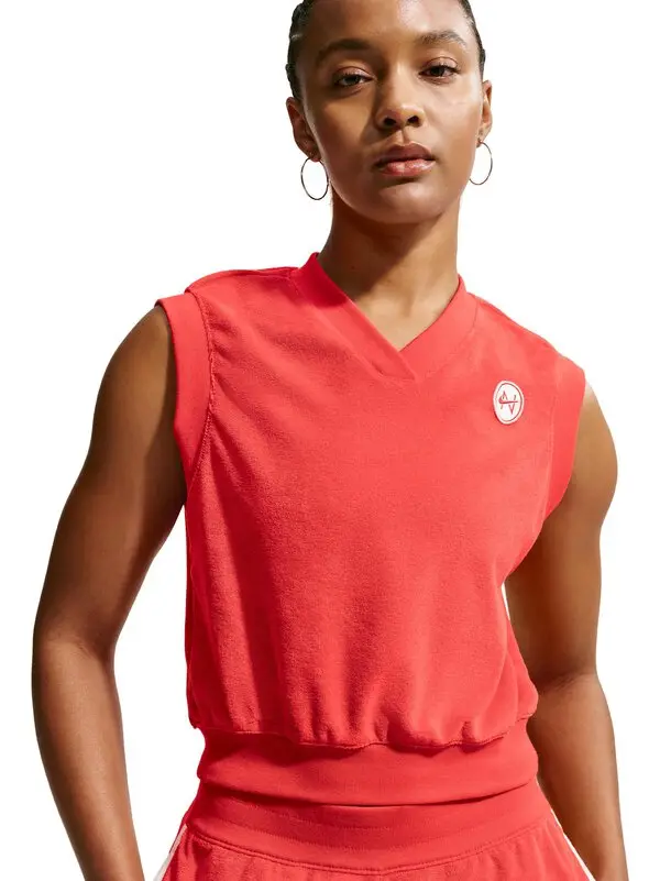 Nike Chill Terry V-neck Tank Top - Red