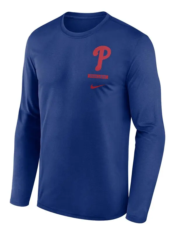 Nike Philadelphia Phillies 2-hit Legend Dri-fit Mlb Long-sleeve T-shirt - Blue