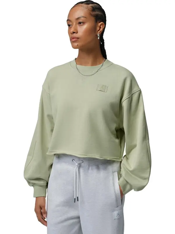 JORDAN Flight Fleece Mod-crop Crew-neck Sweatshirt - Green