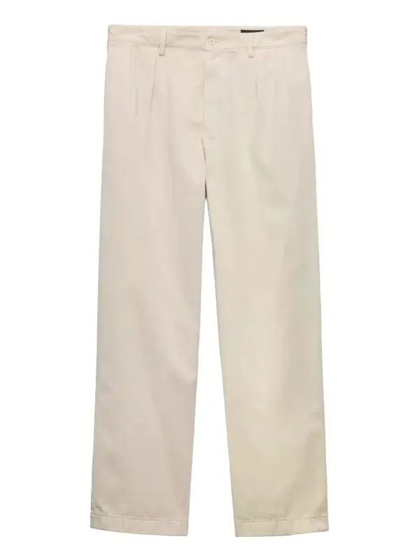 Prada Wide-leg Cotton Trousers - Neutrals