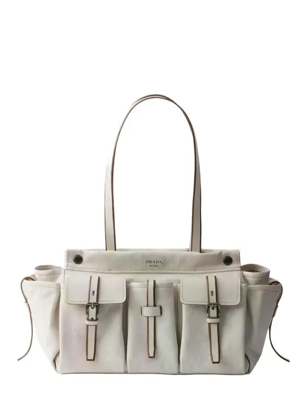 Prada Route Large Leather Tote Bag - Neutrals