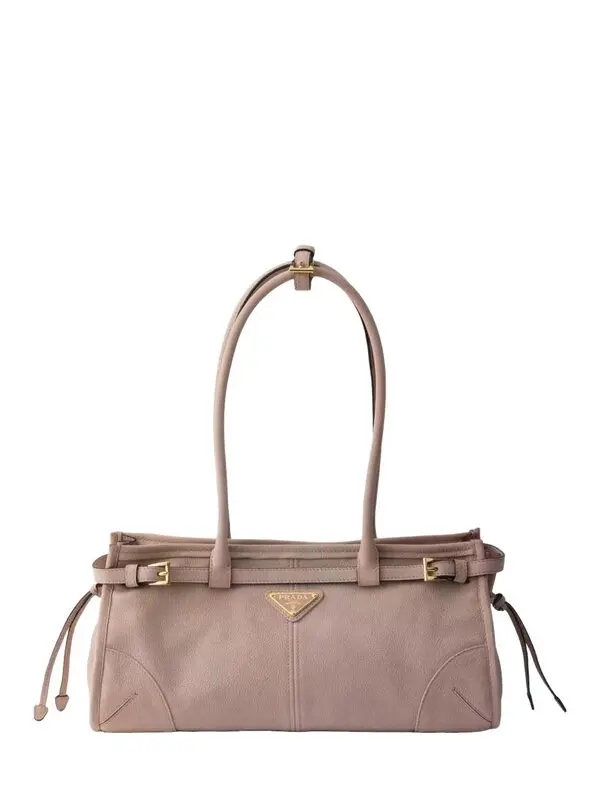 Prada Bonnie Medium Nubuck Leather Handbag - Neutrals