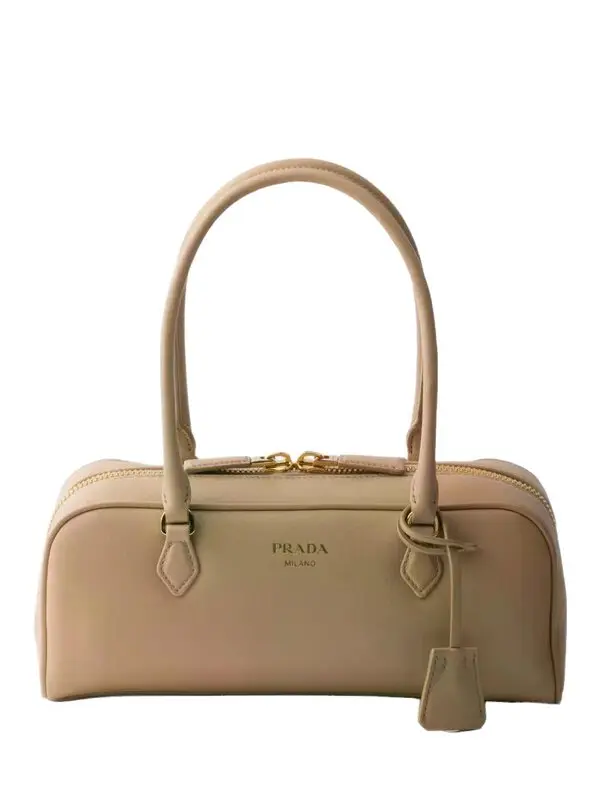 Prada Medium Leather Top Handle Bag - Neutrals