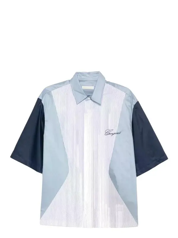 CROQUIS Flap Pocket Striped Shirt - Blue