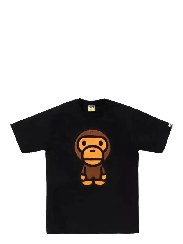 A BATHING APE Baby Milo Chenille-patch T-shirt - Black