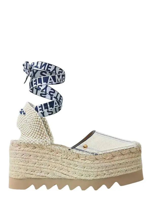 Stella McCartney Gaia Striped Platform Espadrilles - White