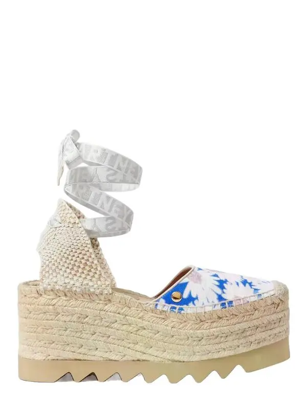 Stella McCartney Gaia Daisy-print Platform Espadrilles - Blue