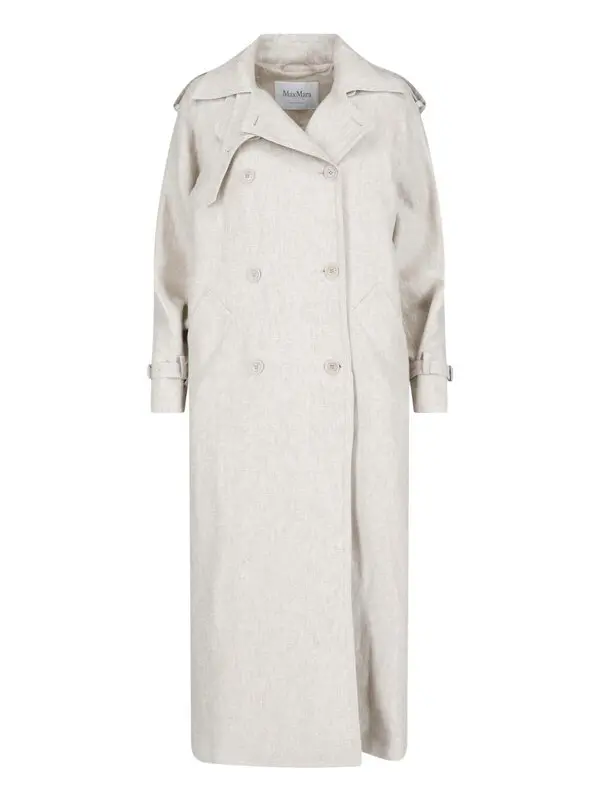 Max Mara Double-breasted Linen Trench Coat - Cream