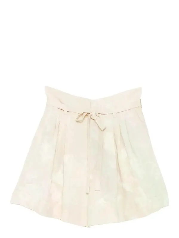 ZIGGY CHEN Belted Pleated Shorts - Neutrals