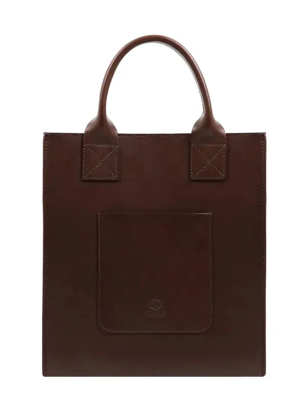 TIME RESISTANCE Leather Tote Bag - Brown
