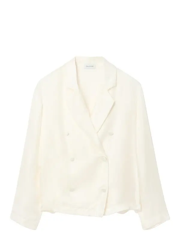 HOUSE OF DAGMAR Db Silk Blazer Top - Chalk White