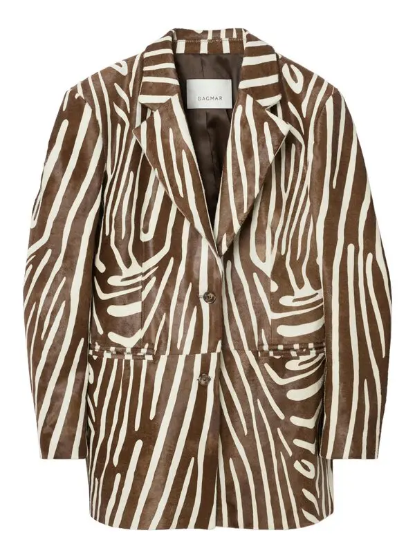 HOUSE OF DAGMAR Zebra Calf Hair Blazer - White Brown