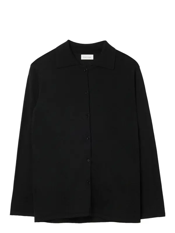 HOUSE OF DAGMAR Merino Wool Collared Cardigan - Black