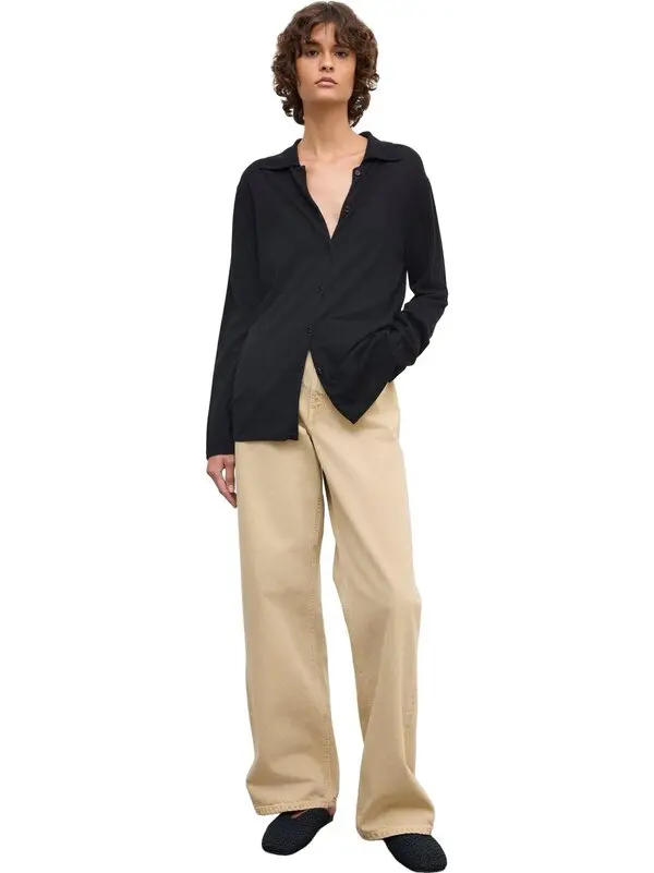 HOUSE OF DAGMAR Merino Wool Collared Cardigan - Black