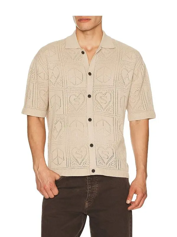 ALLSAINTS Arktx Short Sleeve Cardigan - Sand Taup