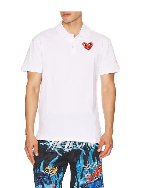 REASON Keith Haring Heart Polo - White