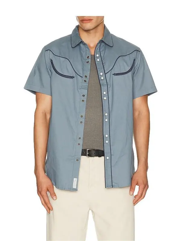 SENDERO PROVISIONS CO. The Prescott Western Shirt In Navy - Faded Navy