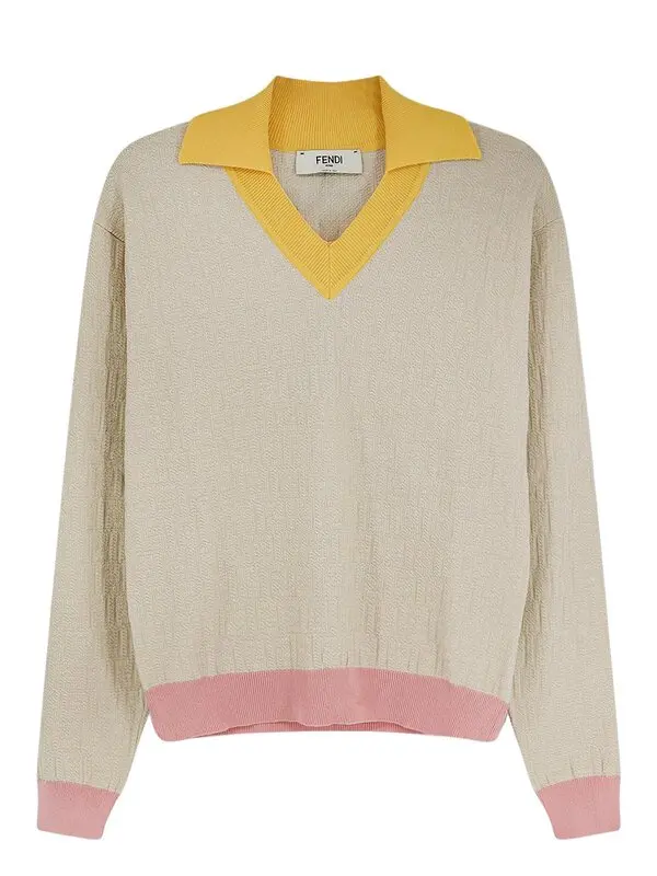 Fendi Cotton And Silk Sweater - Beige
