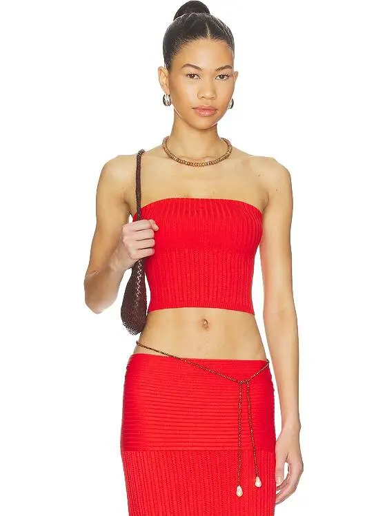 LOVERS AND FRIENDS Shania Knit Tube Top - Tomato
