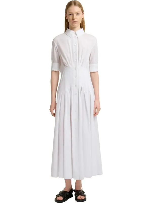 Marni Gathered Poplin Midi Shirt Dress - White
