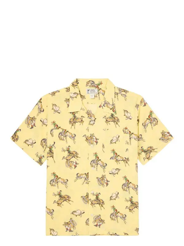 Ralph Lauren Convertible-collar Printed Linen And Cotton-blend Shirt - Yellow