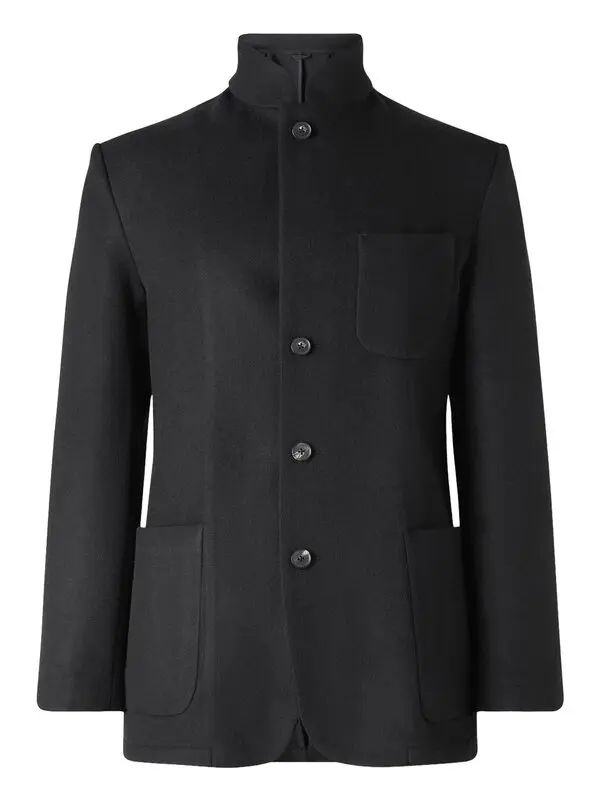 SAMAN AMEL Nehru Wool Jacket - Black