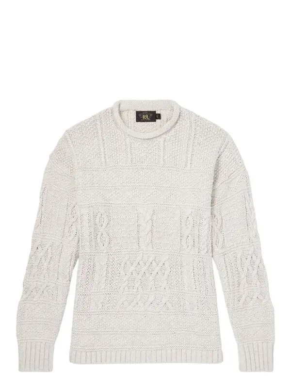 Ralph Lauren Cable-knit Cotton, Linen, And Silk-blend Sweater - Neutrals