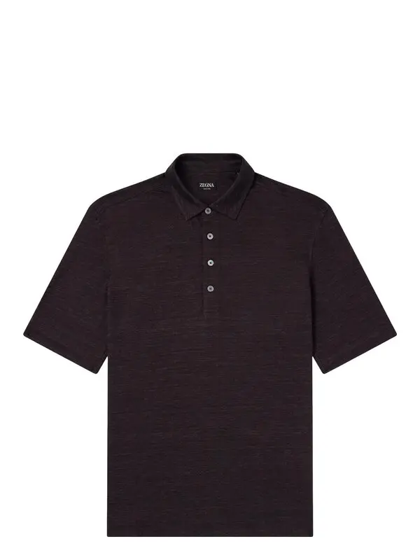Zegna Oasi Linen Polo Shirt - Brown