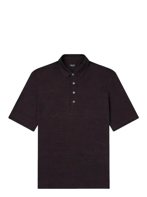 Zegna Oasi Linen Polo Shirt - Brown