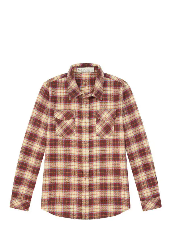 GOD'S TRUE CASHMERE Saffron Checked Cashmere Shirt - Orange