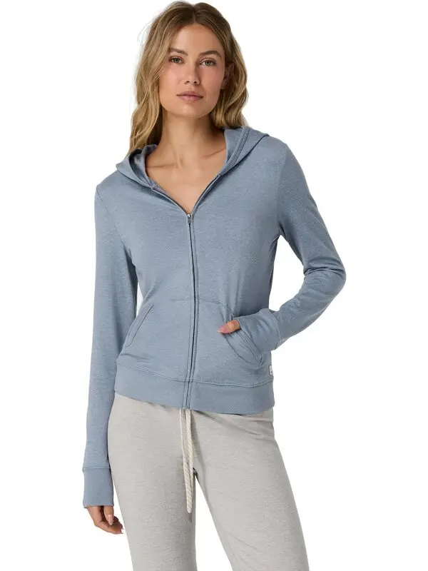 Vuori Halo Mini Full Zip Long Hoodie - Coastal Fog Heather