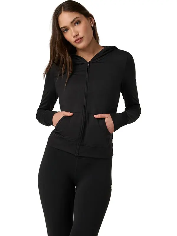 Vuori Halo Mini Full Zip Long Hoodie - Black Heather