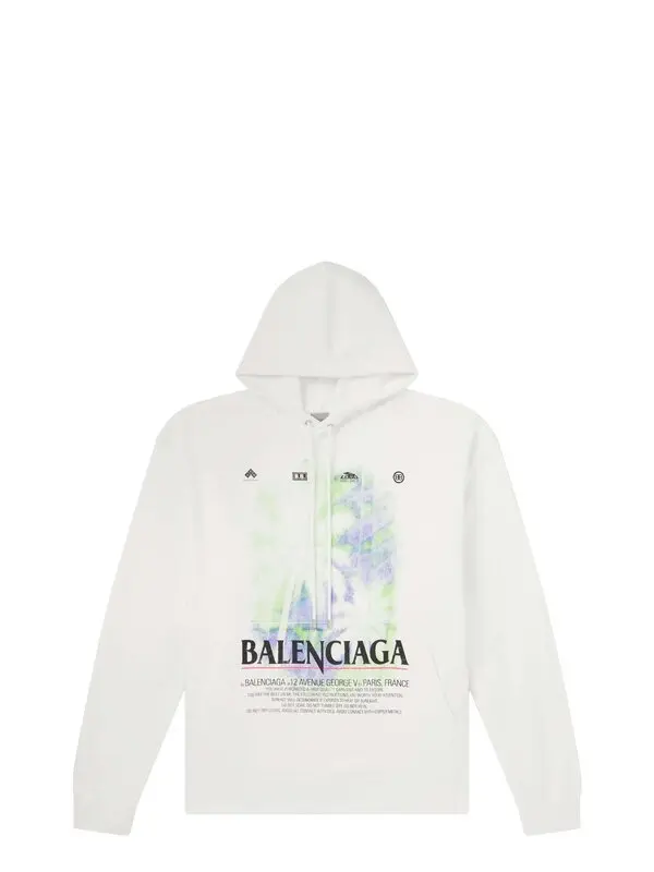 Balenciaga Oversized Printed Cotton-jersey Hoodie - White