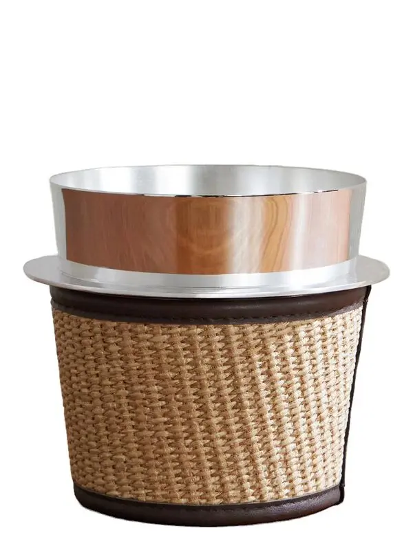 Brunello Cucinelli Raffia And Leather Ice Bucket - Silver