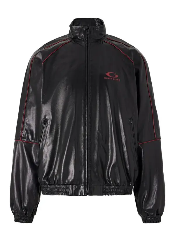 Balenciaga Logo-embossed Leather Jacket - Black