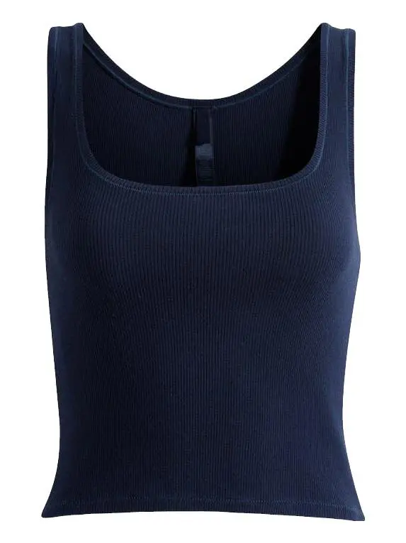 SKIMS Crop Stretch Cotton Rib Tank - Navy