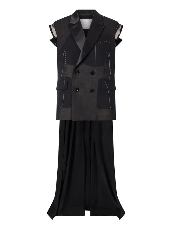 Sacai Wool Organza Vest - Black