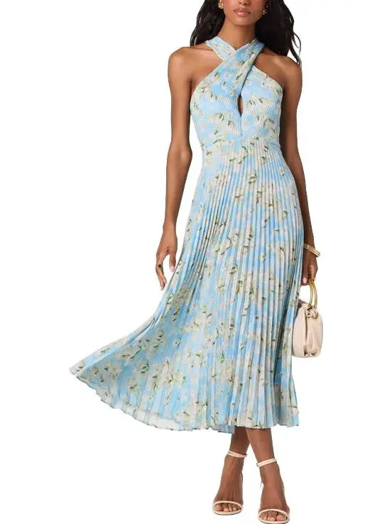 Astr The Label Samantha Floral Halter Dress - Blue Floral
