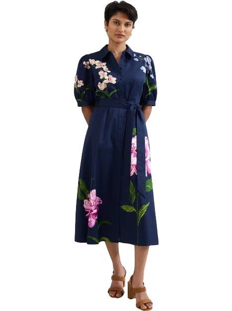 PHASE EIGHT Kerrie Floral Shirt Dress - Navy