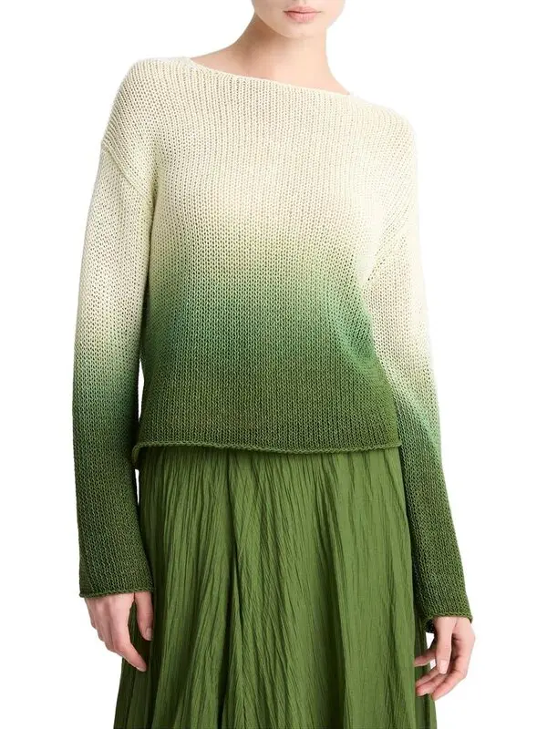 Vince Dip Dye Cotton-blend Sweater - Sea Dew Combo