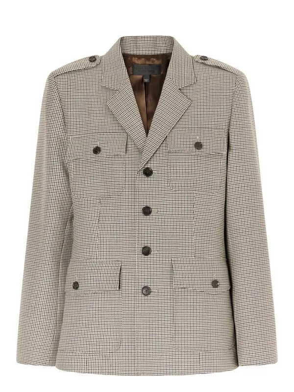 NILI LOTAN Hazel Houndstooth Wool Jacket - Brown
