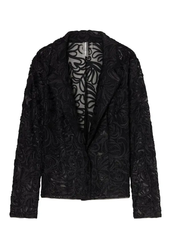 Norma Kamali Embroidered Mesh Evening Jacket - Black