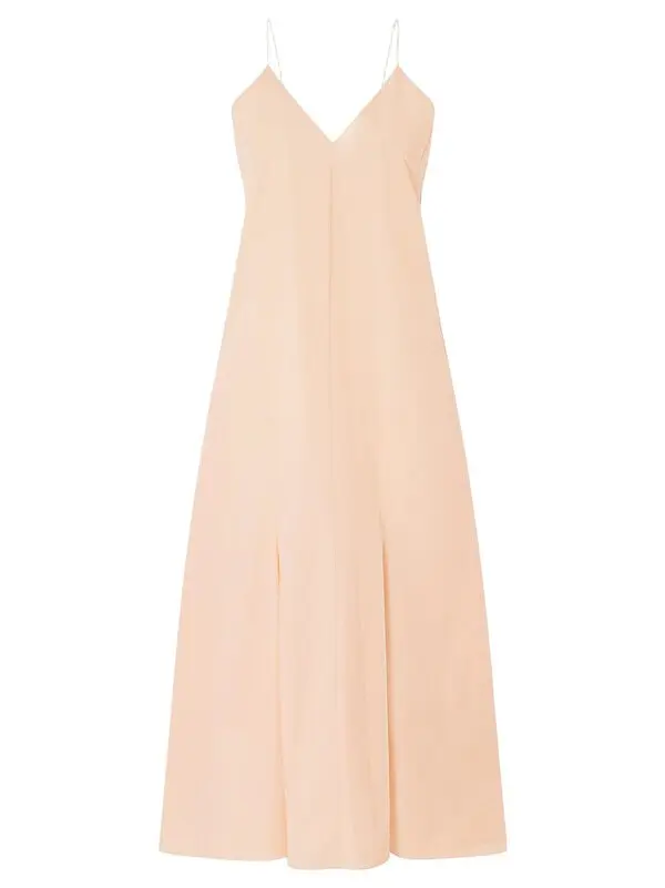 Khaite Paneled Cotton-poplin Midi Dress - Orange