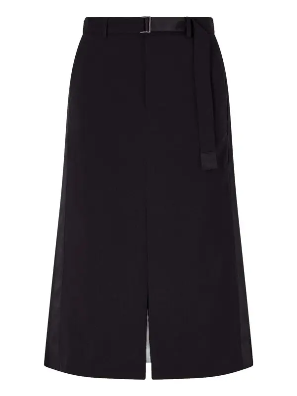 Sacai Suiting Paneled Wool Midi Skirt - Black