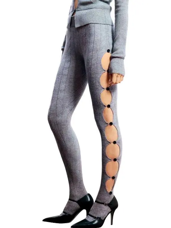 Desigual Side Cutout Leggings - Light Gray