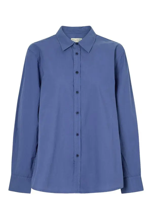 NILI LOTAN Raphael Cotton-poplin Shirt - Blue