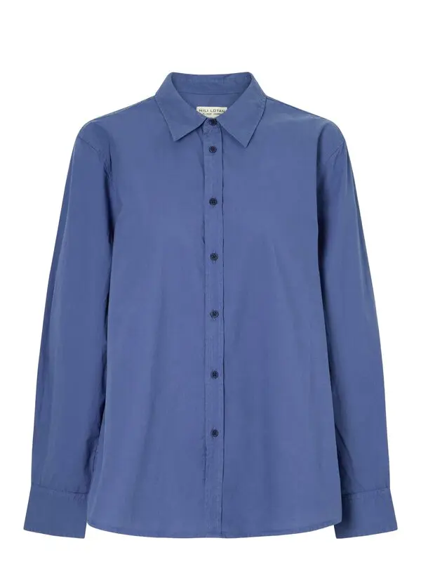 NILI LOTAN Raphael Cotton-poplin Shirt - Navy