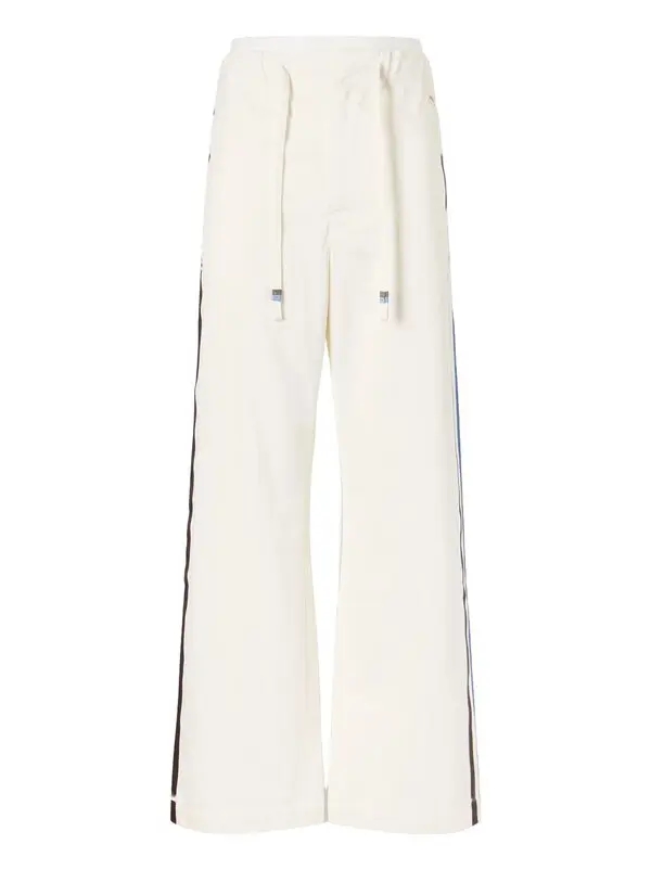 Marni Striped Cotton Wide-leg Trousers - White
